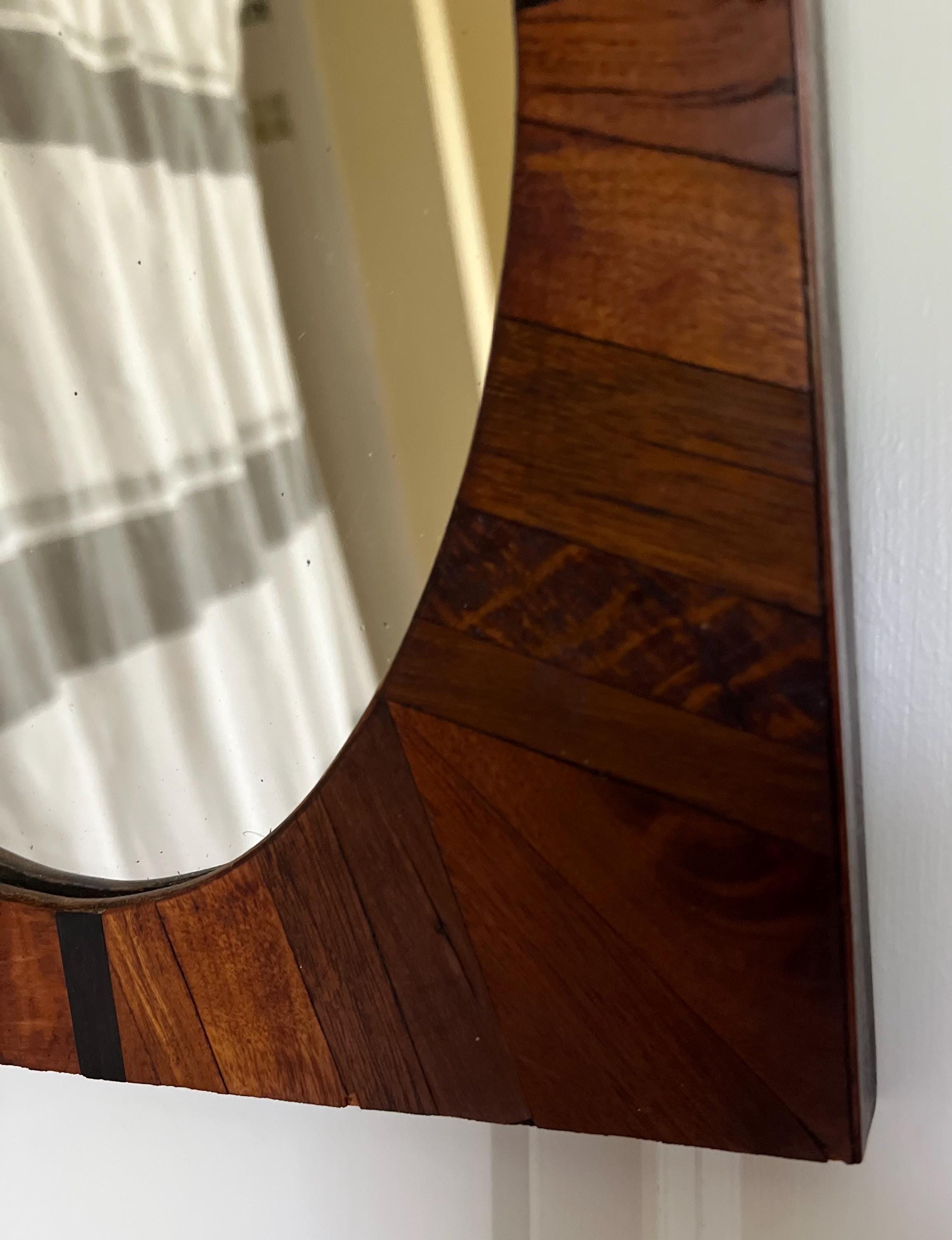 Antique Wood Marquetry Mirror Inlay Rectangular Wall Hanging Shelf 11 ...