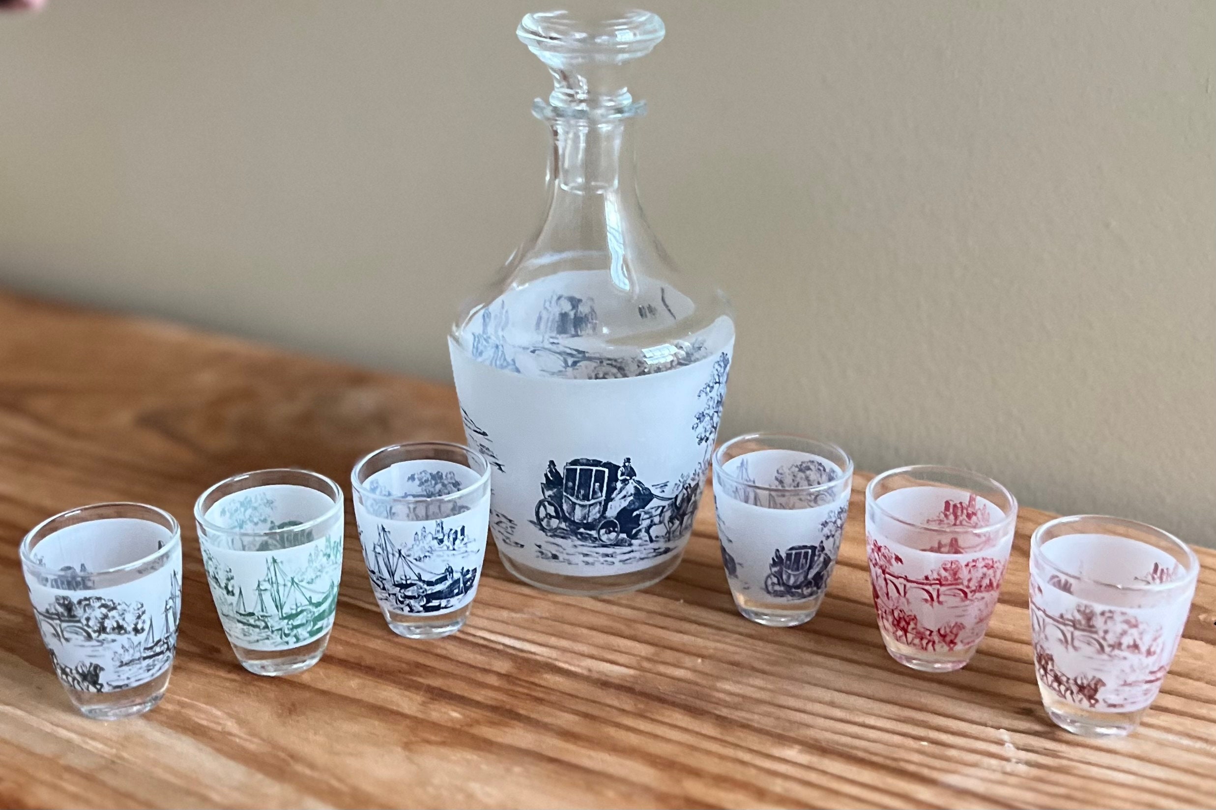 Vintage French Decanter Drinking Set Luminarc France Liquor Shot ...