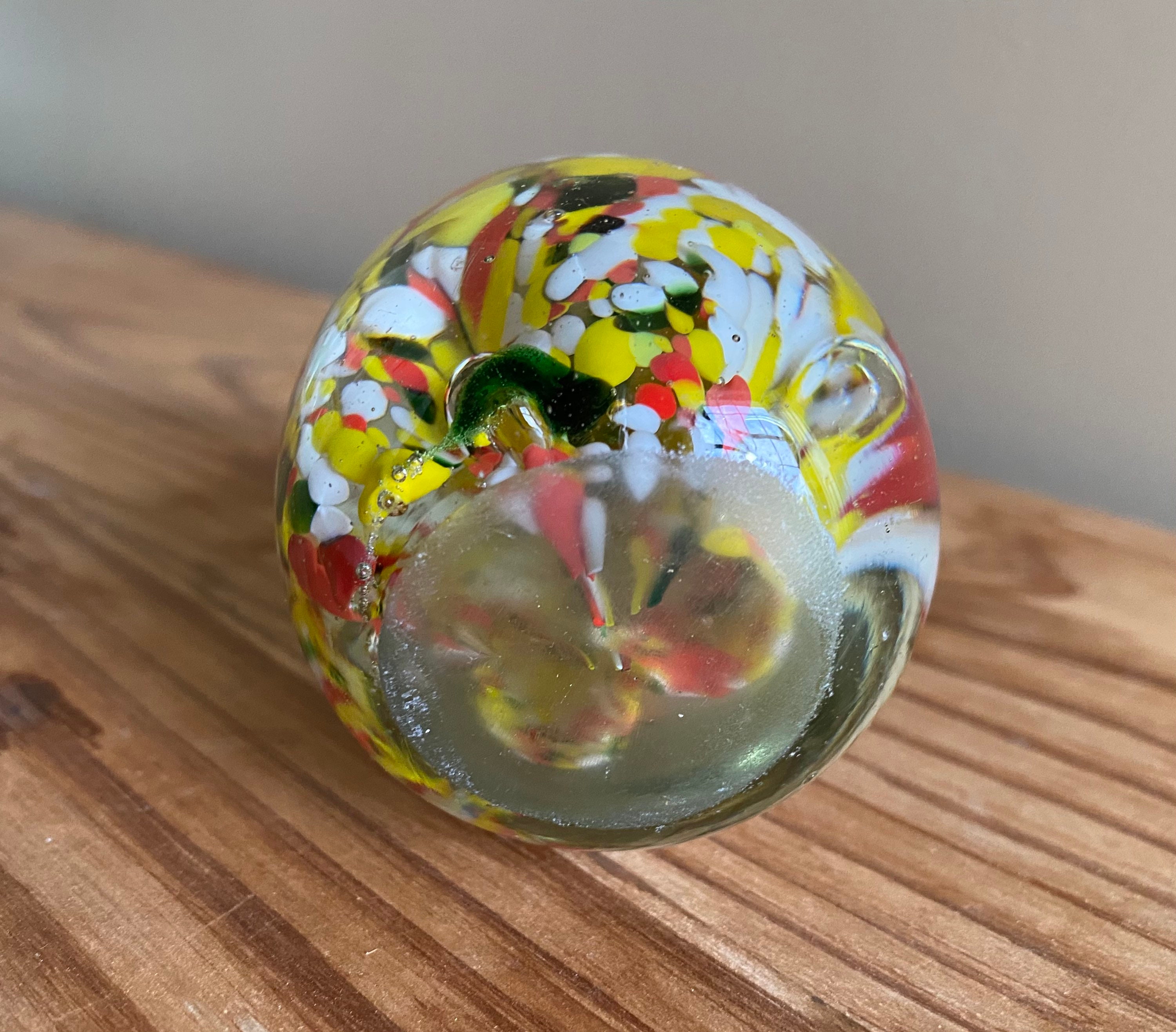 Vintage Kunst Glas Briefbeschwerer mundgeblasen Wie Murano Gelb Schwarz ...