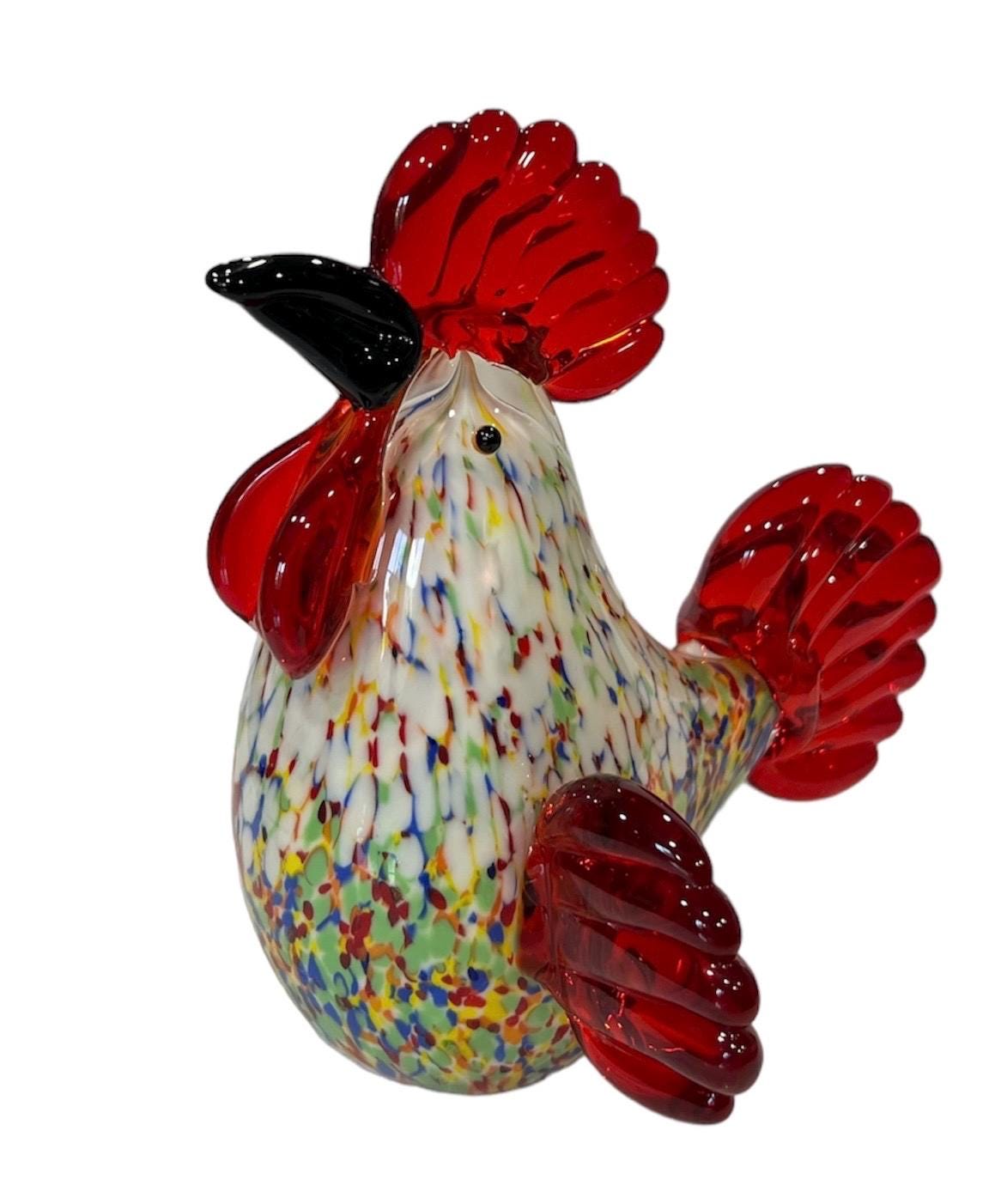 Colorful Rooster Art Glass Hand Blown Solid Paperweight Murano Like - Etsy