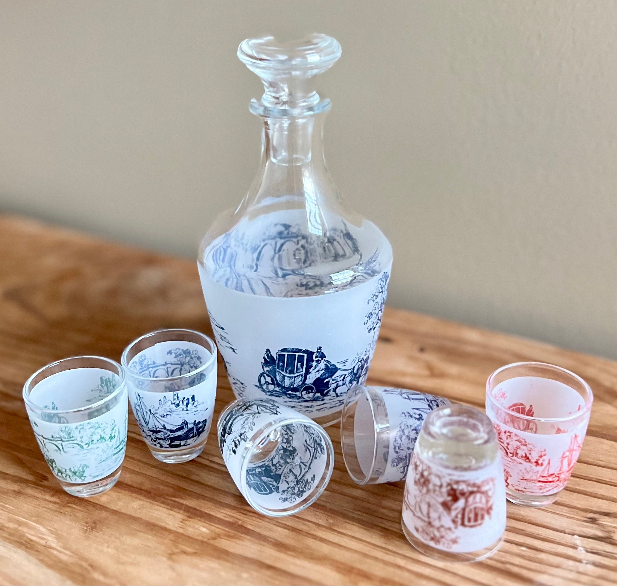 Vintage French Decanter Drinking Set Luminarc France Liquor Shot ...