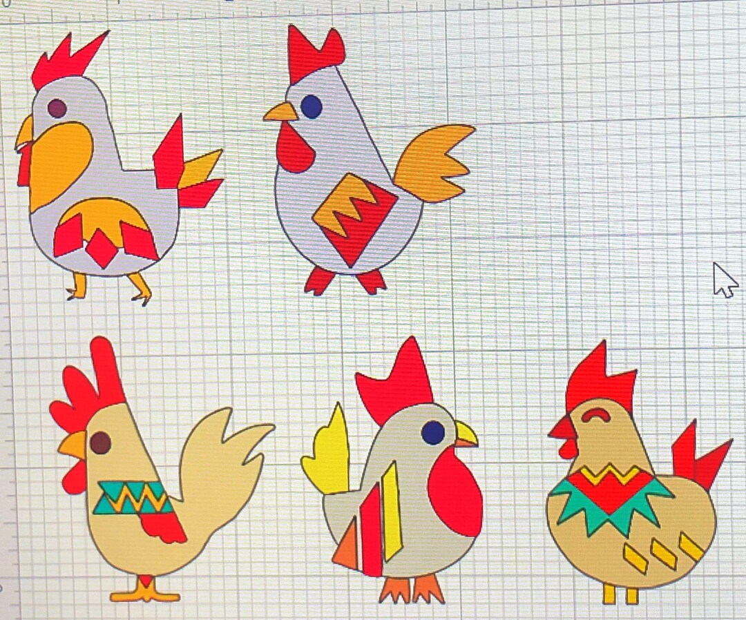 Funky Chicken / Rooster Geometric 5 Pack #3 SVG Layered for Color ...