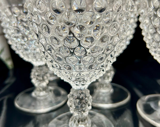 Water Goblets, Duncan and Miller 1940s Hobnail Clear 5 7/8” , Set of 6 ...