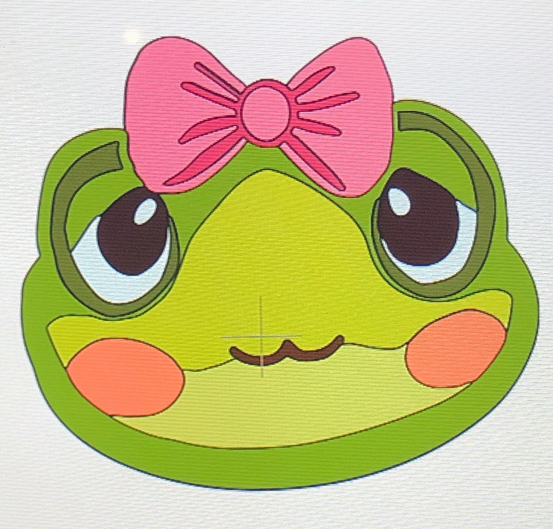 Cute Frog Face Kawaii Pink Bow SVG Layered for Color Change Cricut - Etsy