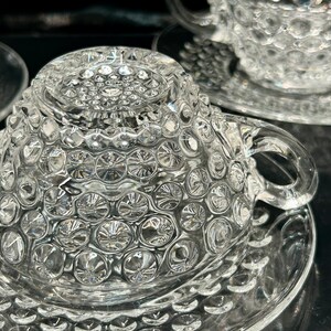 Duncan and Miller 1940s Hobnail Clear Set of 3 Cups and Saucers ...