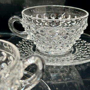 Duncan and Miller 1940s Hobnail Clear Set of 3 Cups and Saucers ...