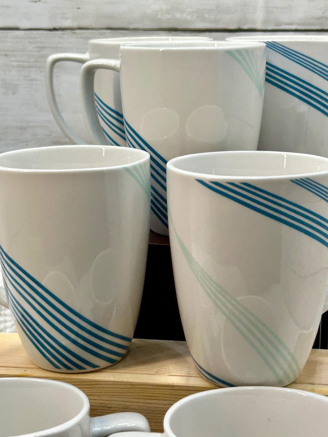 Set of 7 Corelle Ocean Arc Coffee Mugs Blue and Teal Swirl Pattern - Etsy