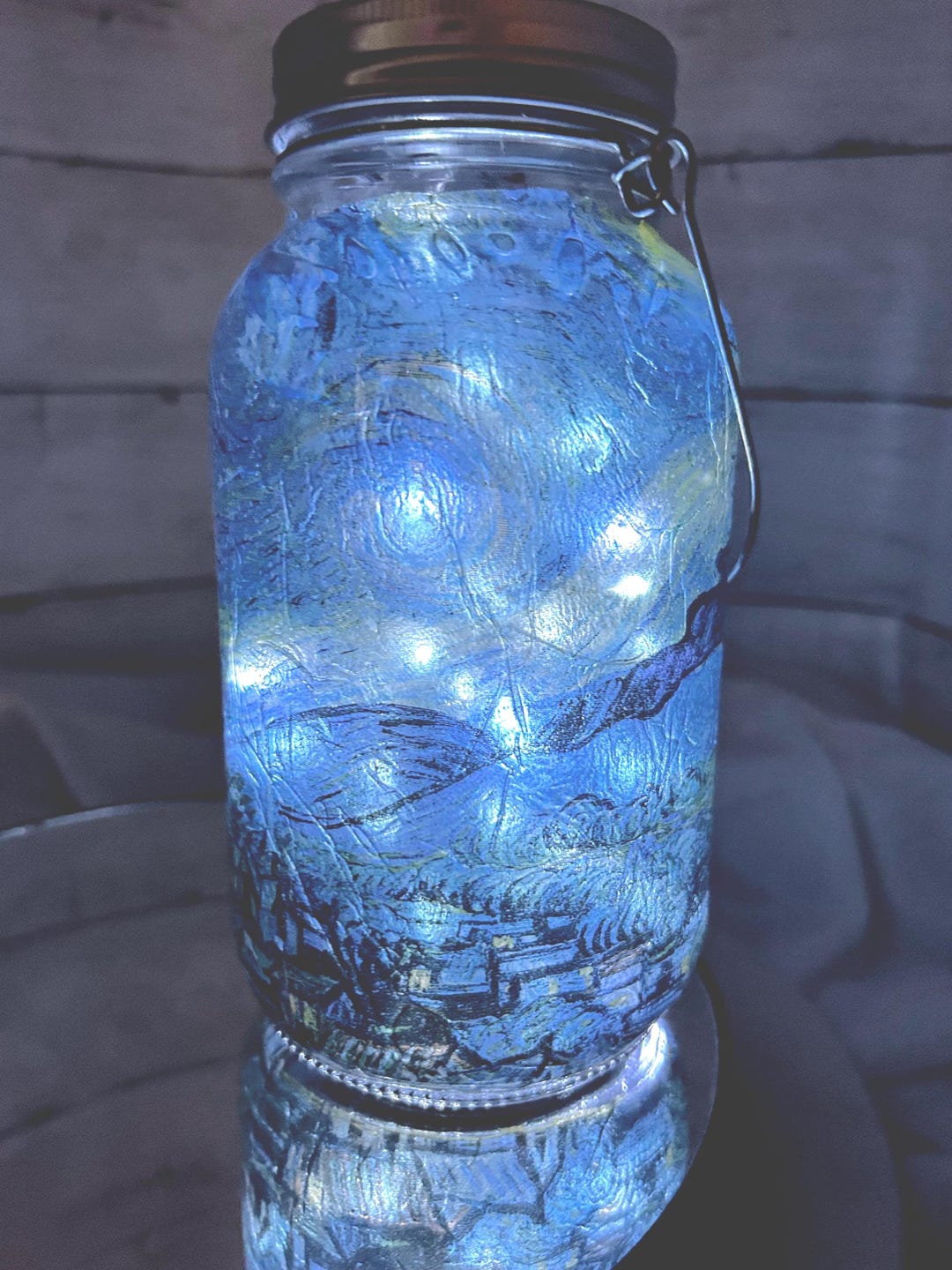 Starry Night Soft Lighting Mason Jar Solar Fairy Light Lantern Quart ...