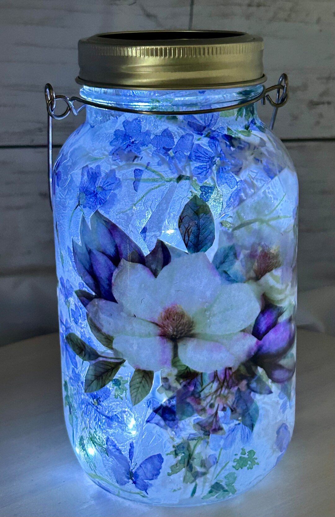 Mason Jar Solar Fairy Light Lantern Purple Magnolia Swag Original ...