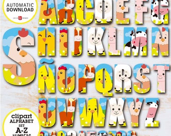 Farm alphabet | Etsy