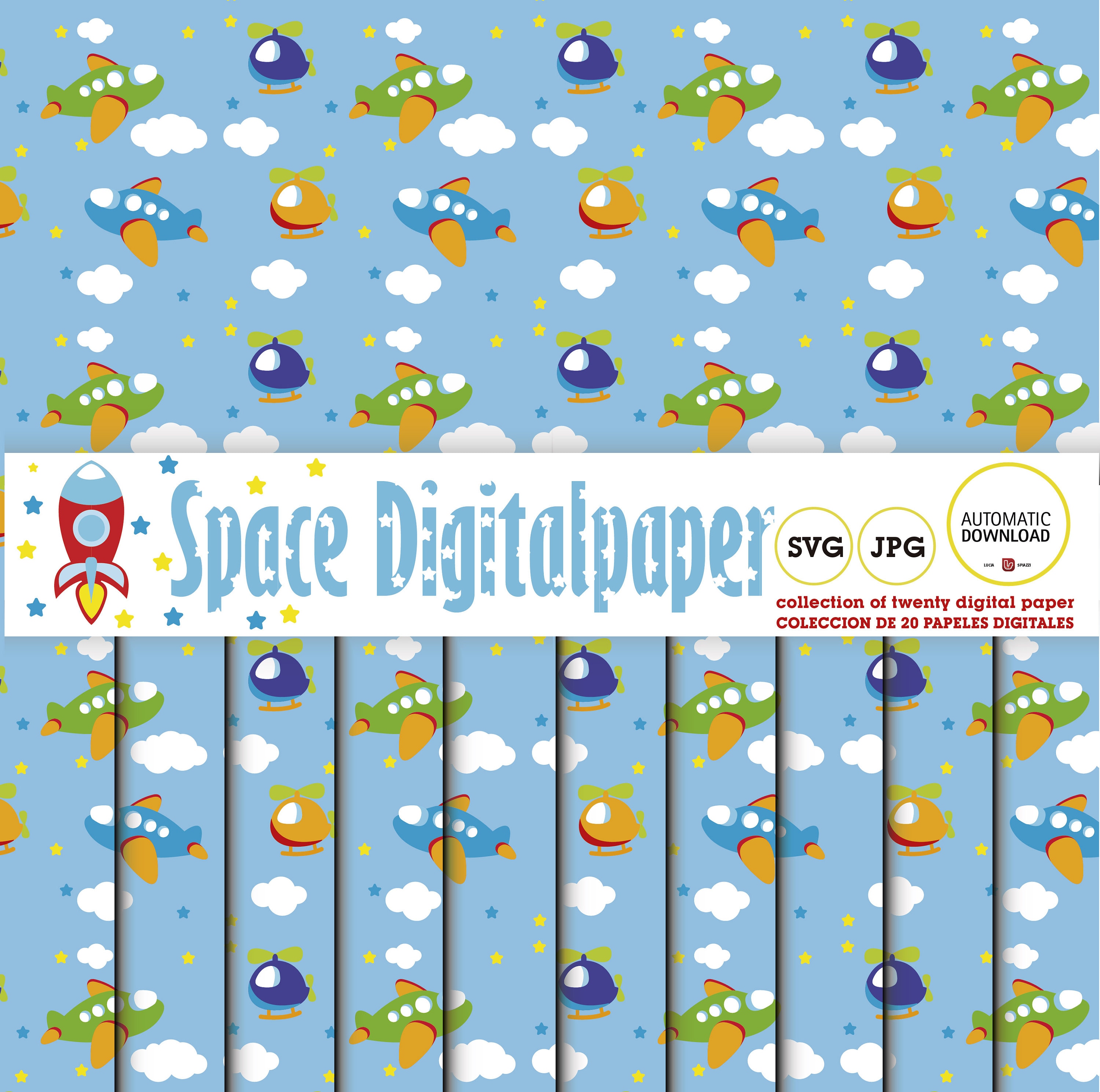 Hot Air Balloon Rocket Sky 20 Digital Papers Birthday Party - Etsy