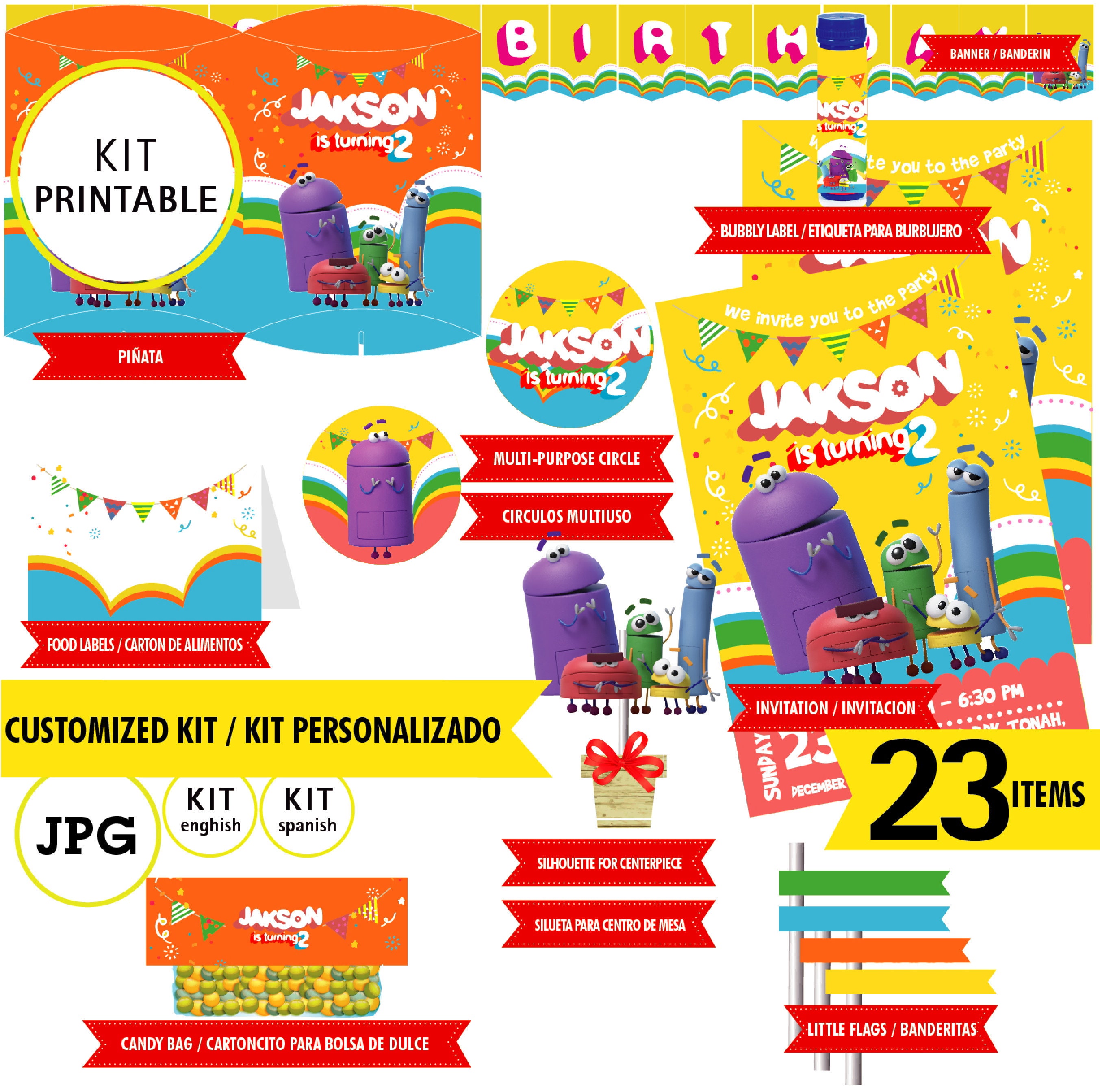 Storybots Kit Imprimible Logo Y Texto Personalizados - Etsy