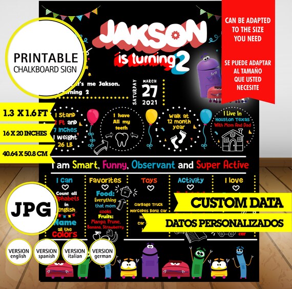 Storybots Chalkboard Sign Custom Logo Birthday Party | Etsy