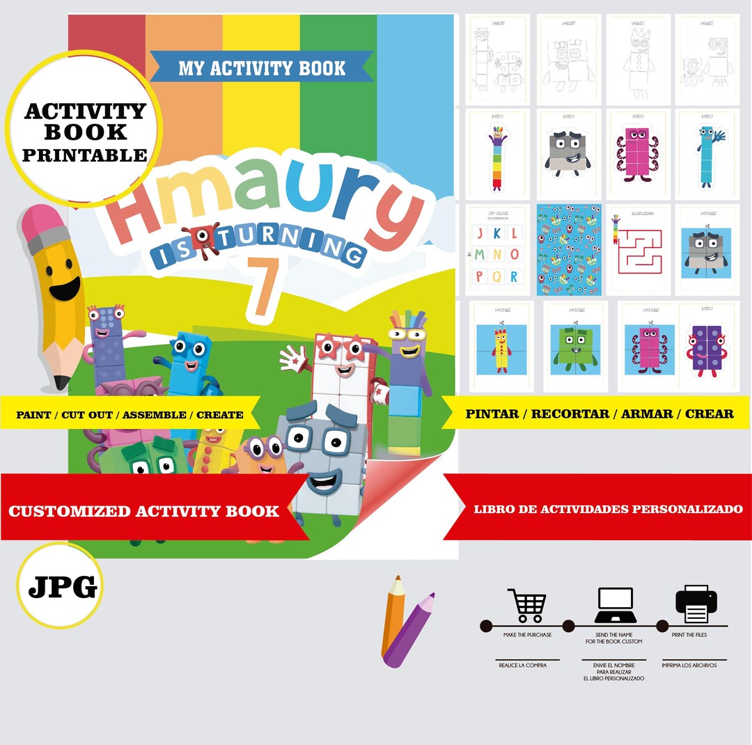 Numberblock, Activity Book, Coloring Book, 29 JPG Files in 8“ X 11” Size to Paint, Cut Out ...