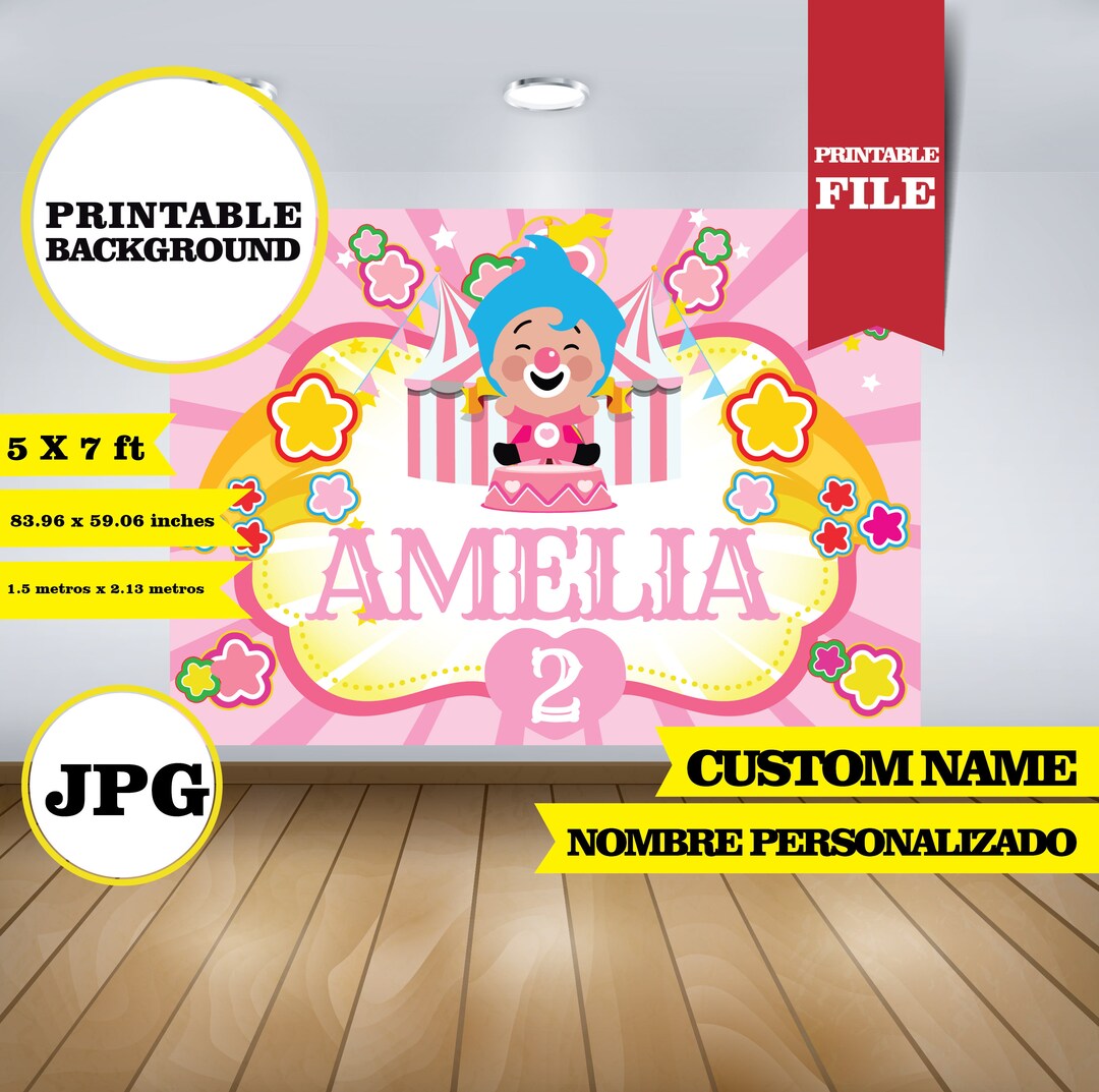 Plim Plim, Backdrop, Custom Logo, Digital File, JPG 7x5 Ft 83x59 Inches ...