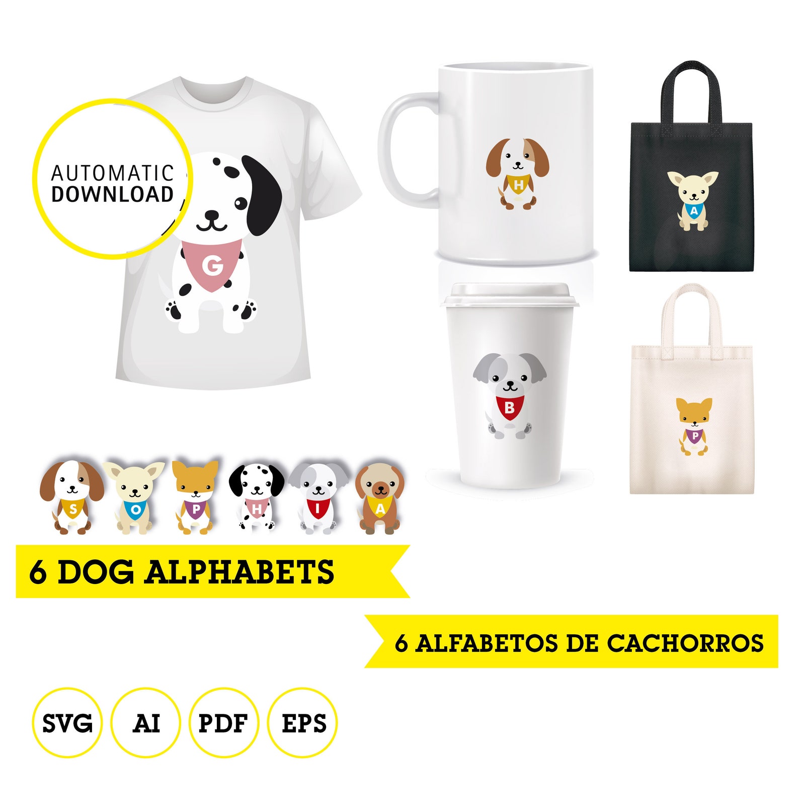 Puppi Dog Alphabet Clipart Puppies Kawaii SVG Ai Pdf Eps - Etsy