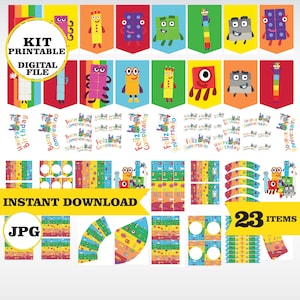 Numberblocks, kit imprimible, Number blocks, archivos JPG, 23 piezas ...