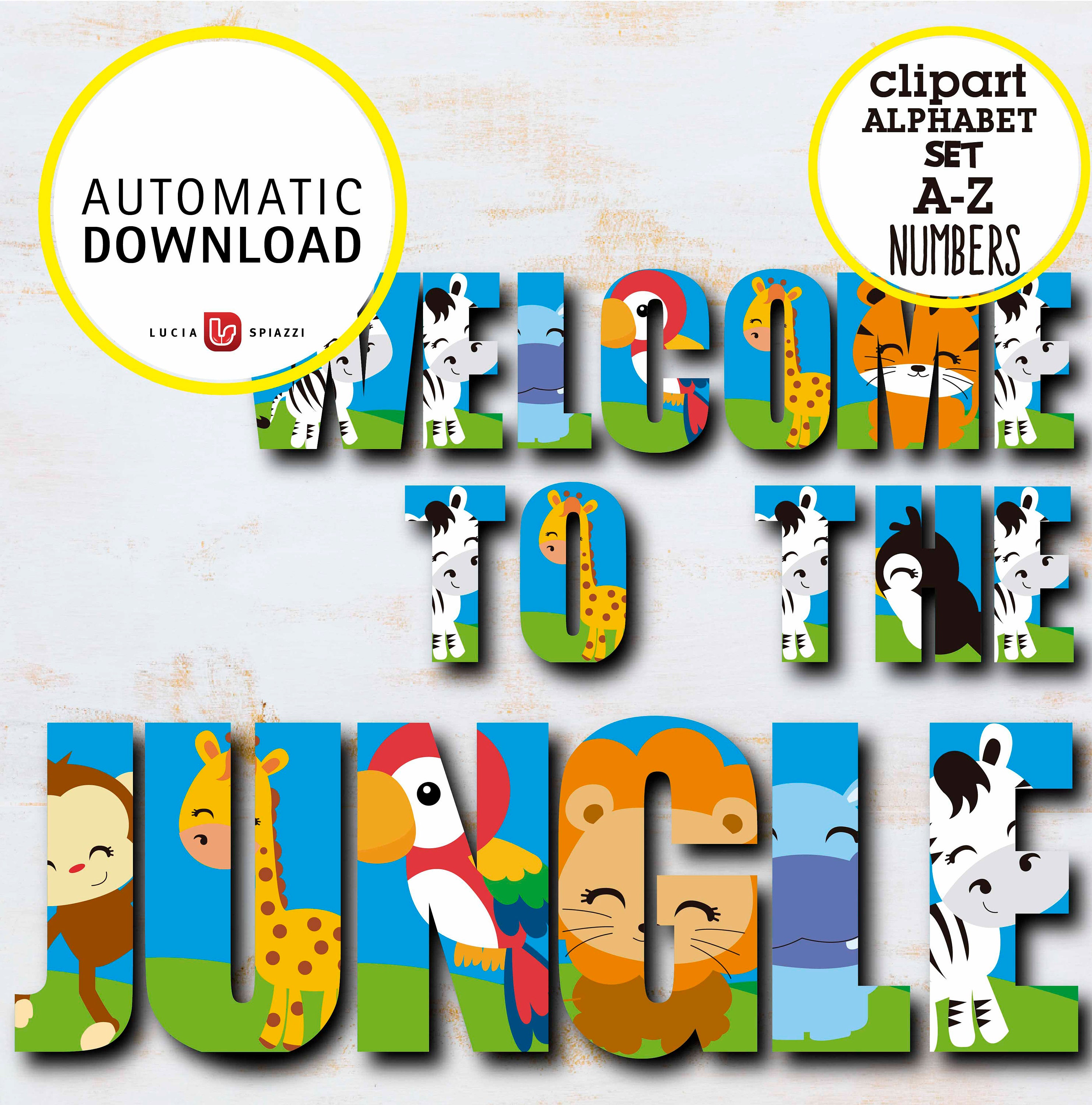 Jungle Alphabet Letters, Jungle Numbers, Digital Downloadable, Jungle ...