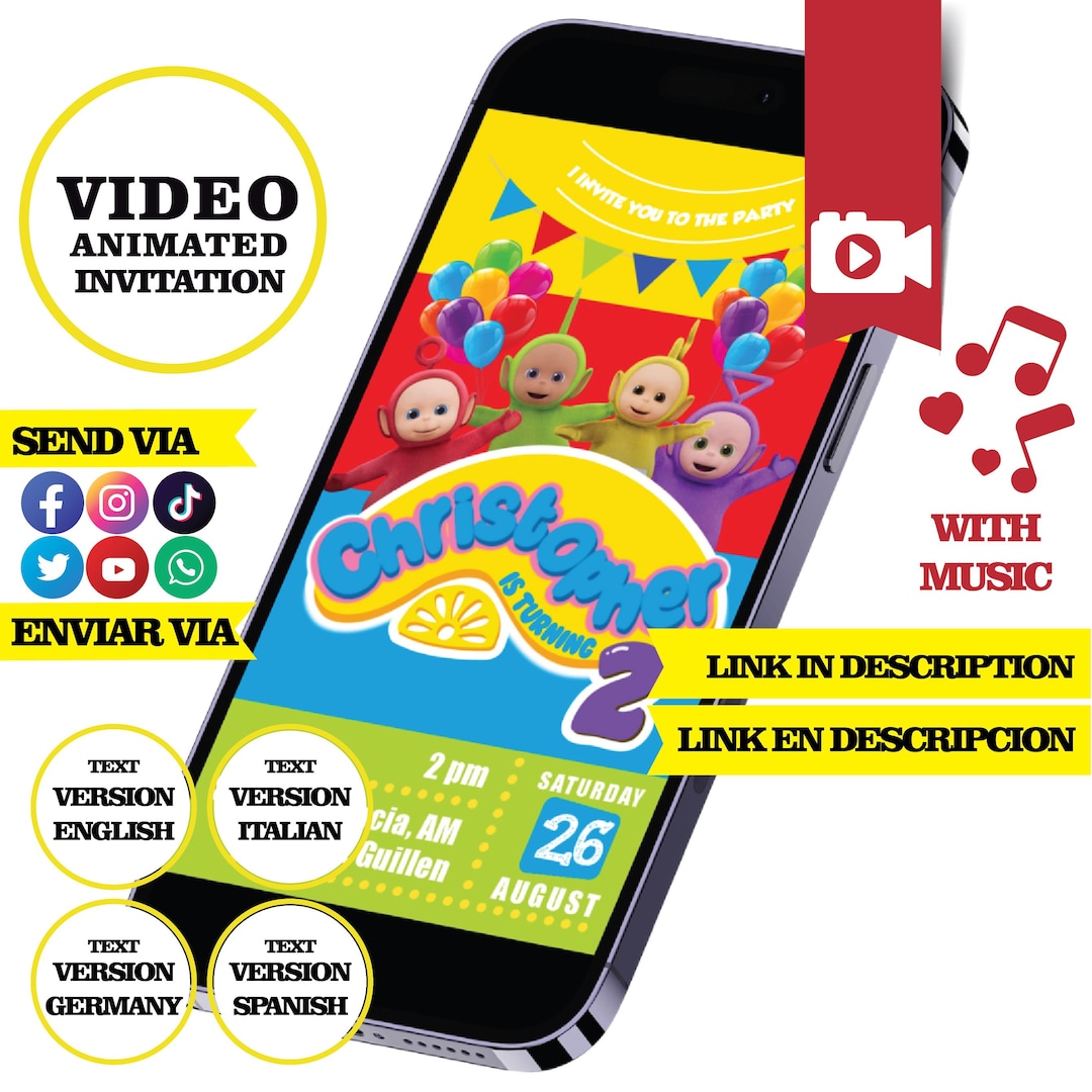 Teletubbies, Video Invitación, Logo Y Datos Personalizados, Invitación ...