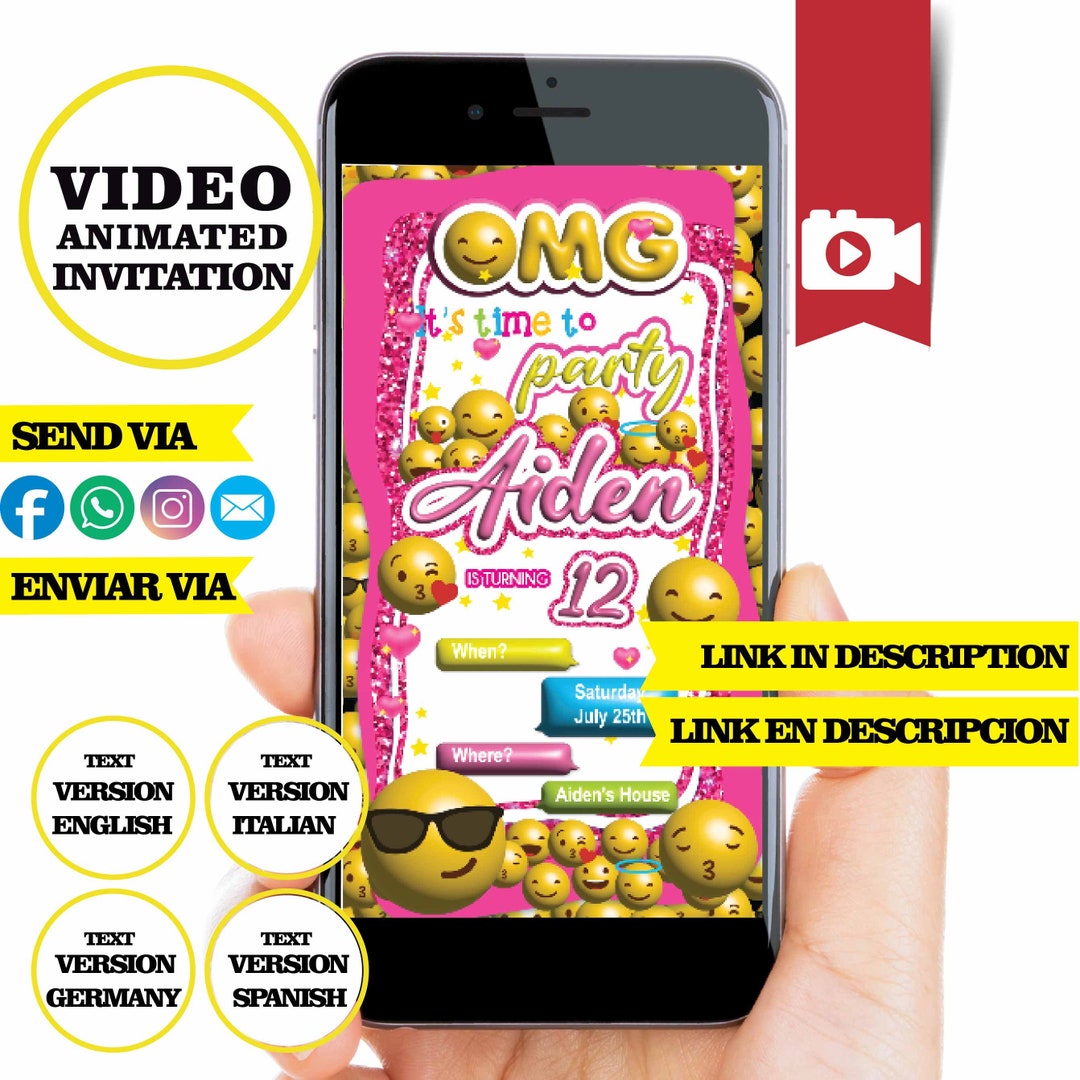 Emoticon, video invitación animada, emoji video invitación para ...