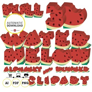 Watermelon, Alphabet, Letters and Number 3D Clipart, Summer Letters ...