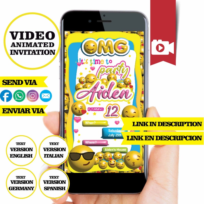 Emoji Invitation - Etsy