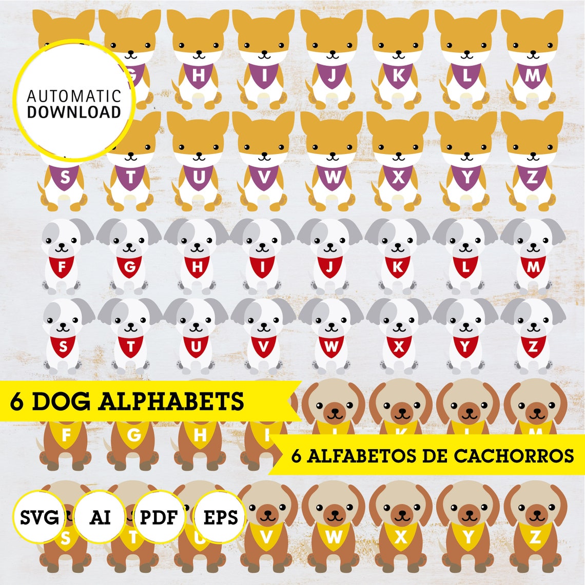 Puppi Dog Alphabet Clipart Puppies Kawaii SVG Ai Pdf Eps | Etsy
