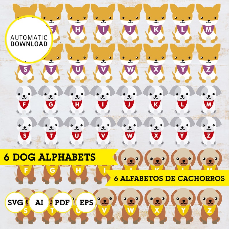 Puppi Dog Alphabet Clipart Puppies Kawaii SVG Ai Pdf Eps - Etsy