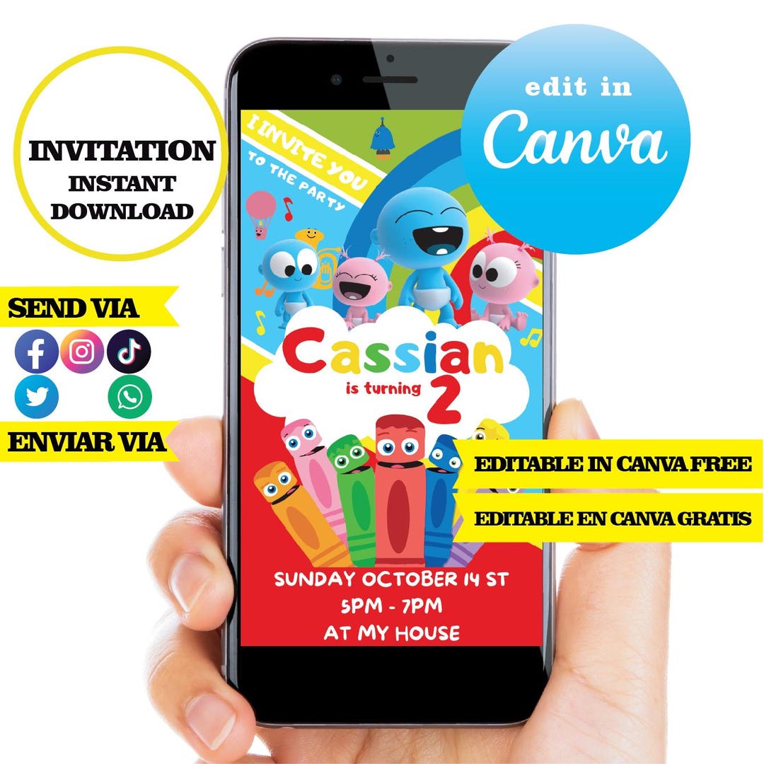 Color Crew, Goo Goo Gaa Gaa, Plantilla De Invitación Editable En Canva ...