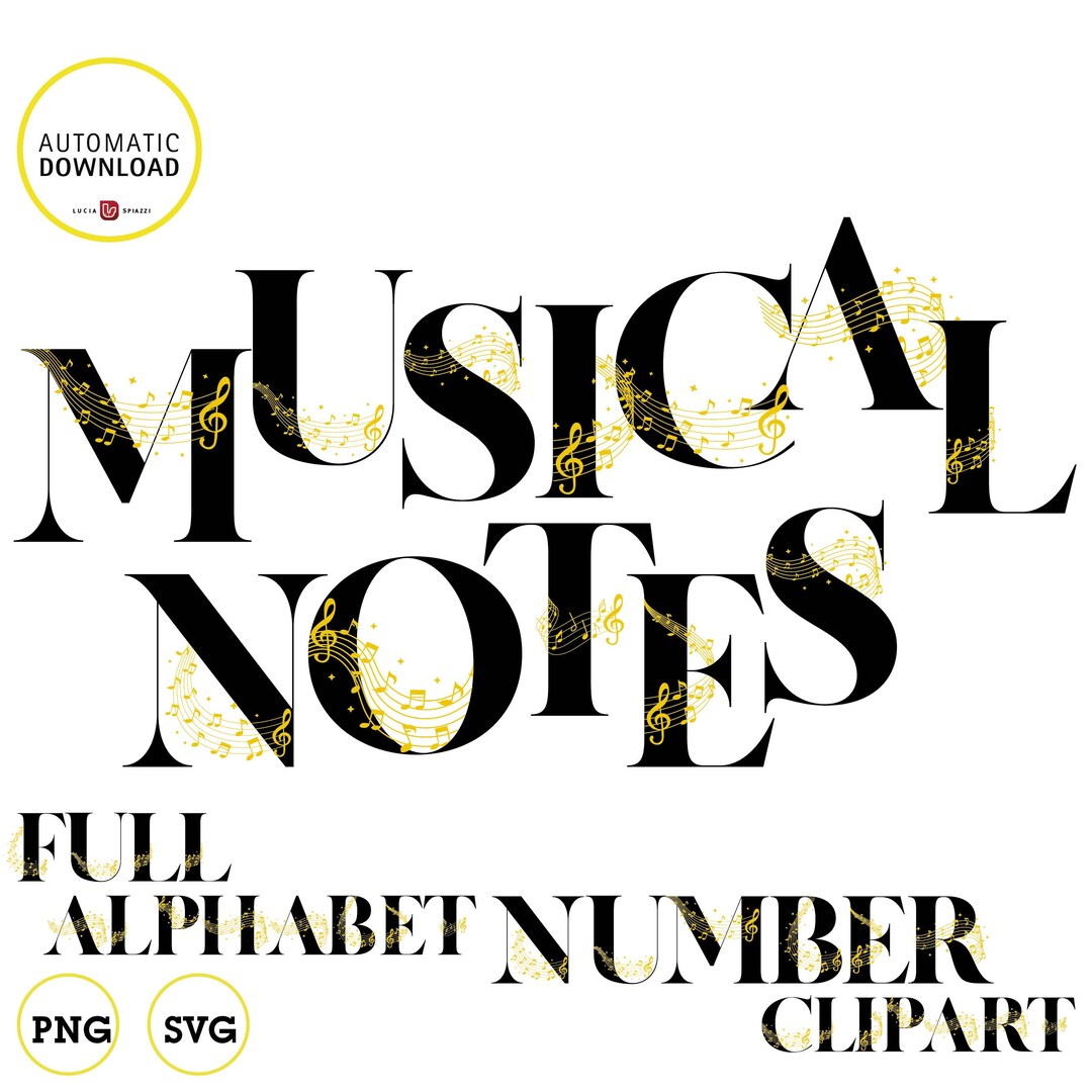 Notas Musicales, Alfabeto De Pentragrama Y Notas Musicales, SVG VECTOR ...
