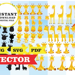 Jirafa, imagenes, clipart SVG, AI, PDF vector - Etsy México