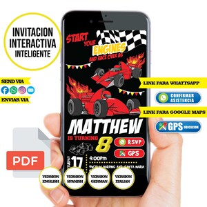 Invitacion de formula 1, invitación inteligente, invitación interactiva ...