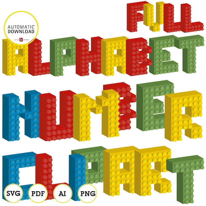 Building blocks alphabet clipart 3d SVG PDF AI vector | Etsy