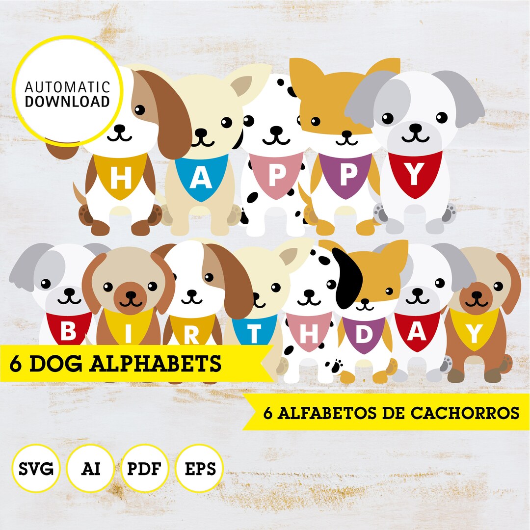 Puppi Dog Alphabet Clipart Puppies Kawaii SVG Ai Pdf Eps - Etsy