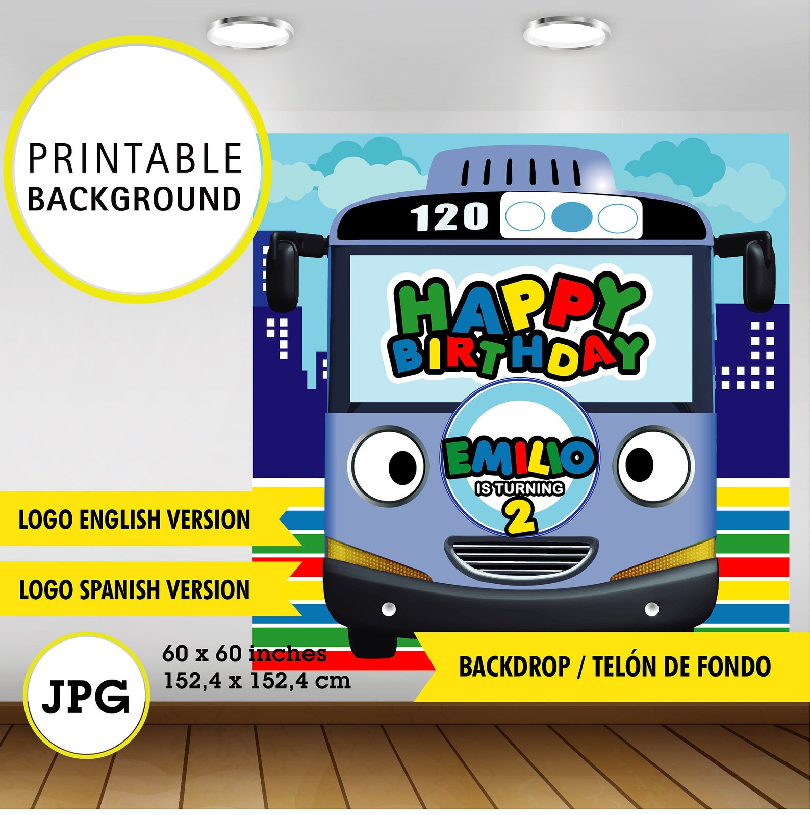 Tayo Backdrop Kids Party Background Tayo Printable - Etsy