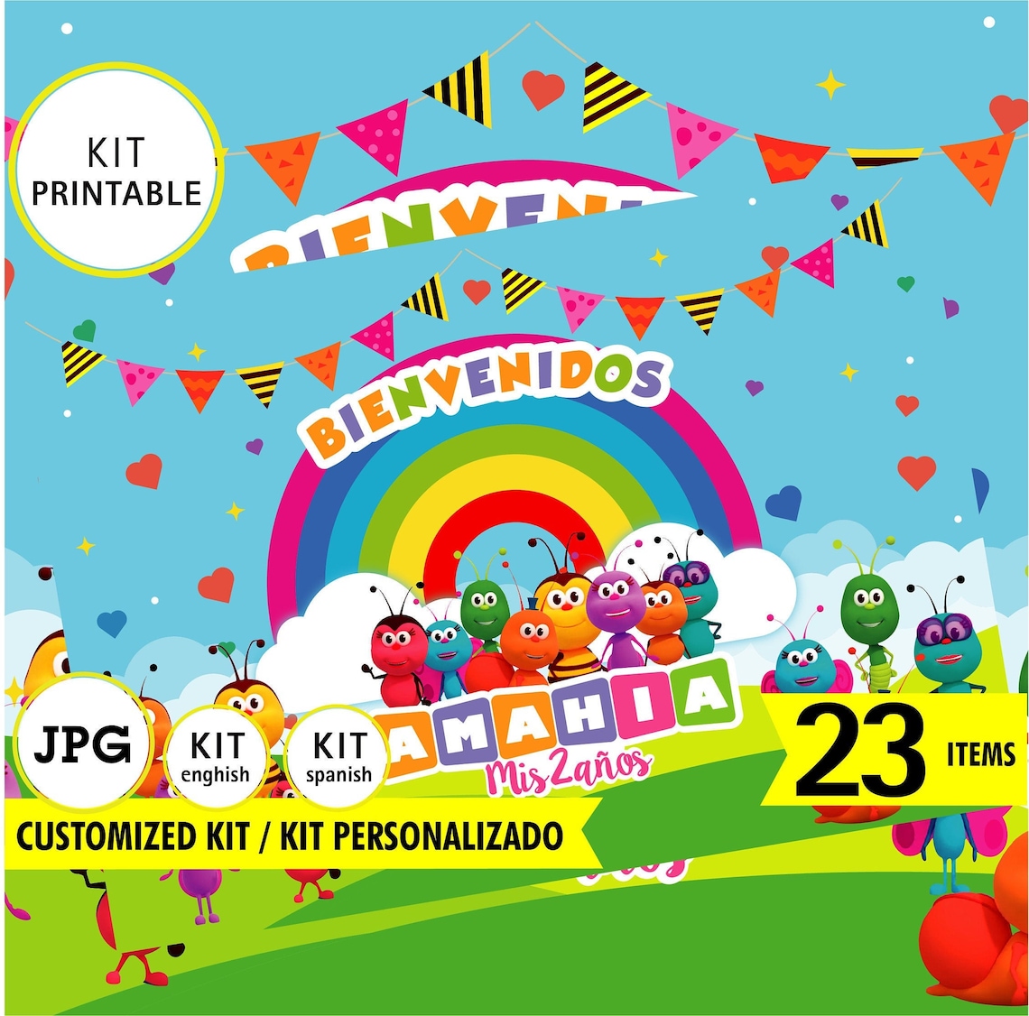 Bichikids Kit imprimible logo y texto personalizados - Etsy España