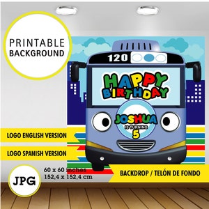 Tayo Backdrop, Kids Party Background, Tayo Printable, Children's Party ...