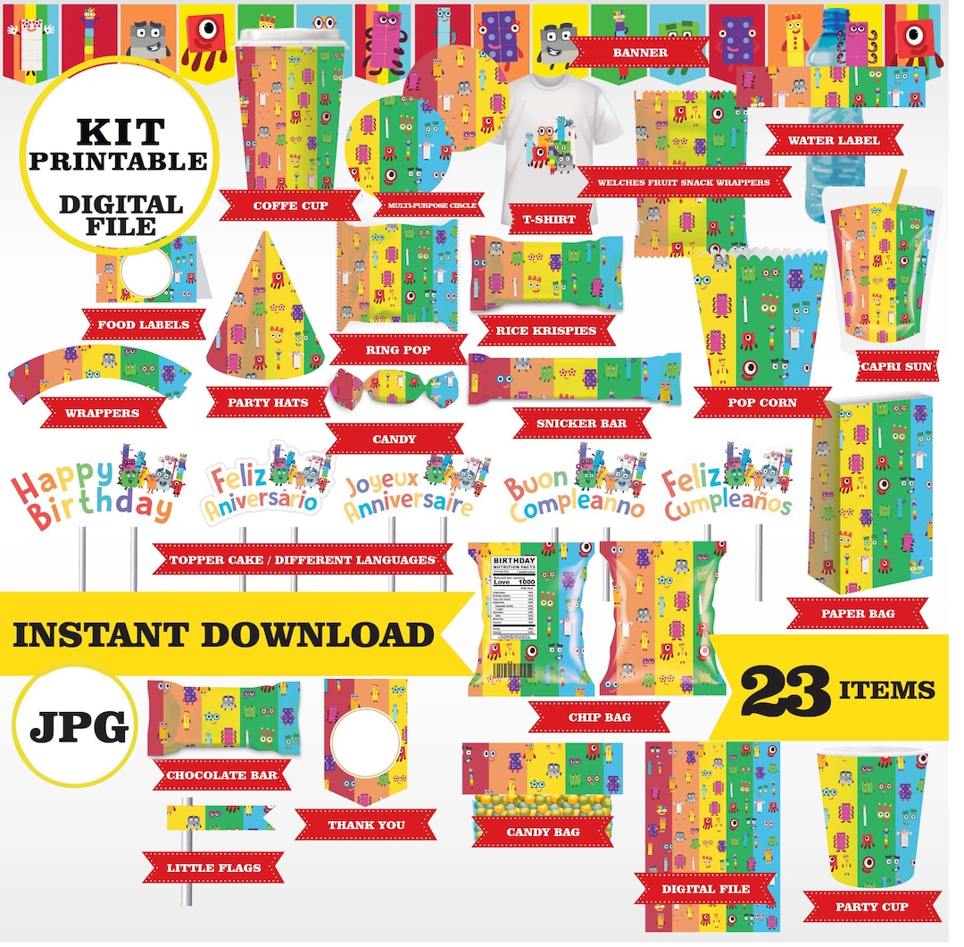 Numberblocks, kit imprimible, Number blocks, archivos JPG, 23 piezas ...