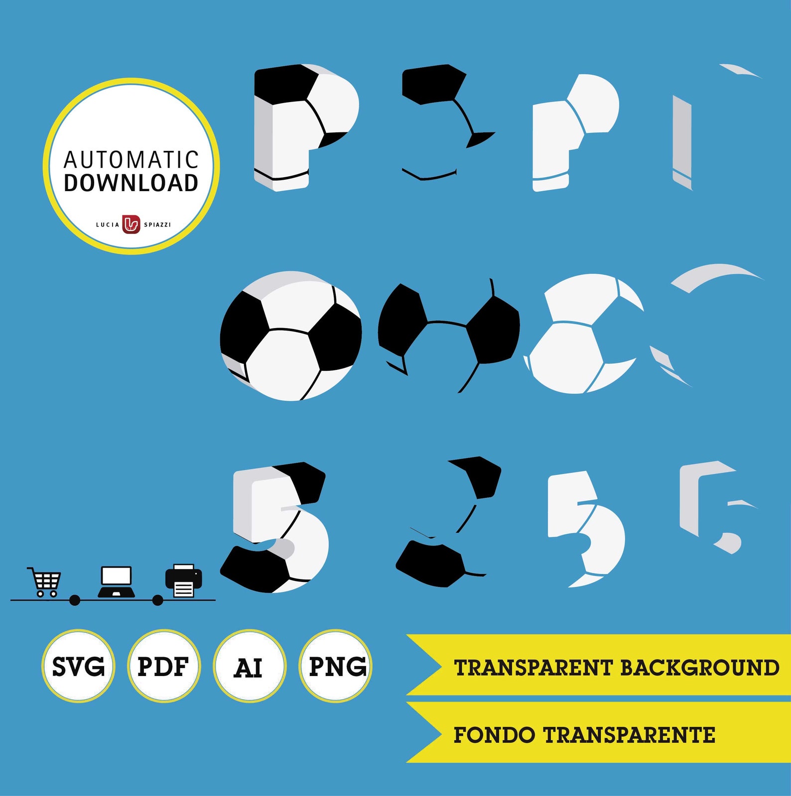 Soccer Alphabet Clipart 3D Football Letters and Number 3d - Etsy