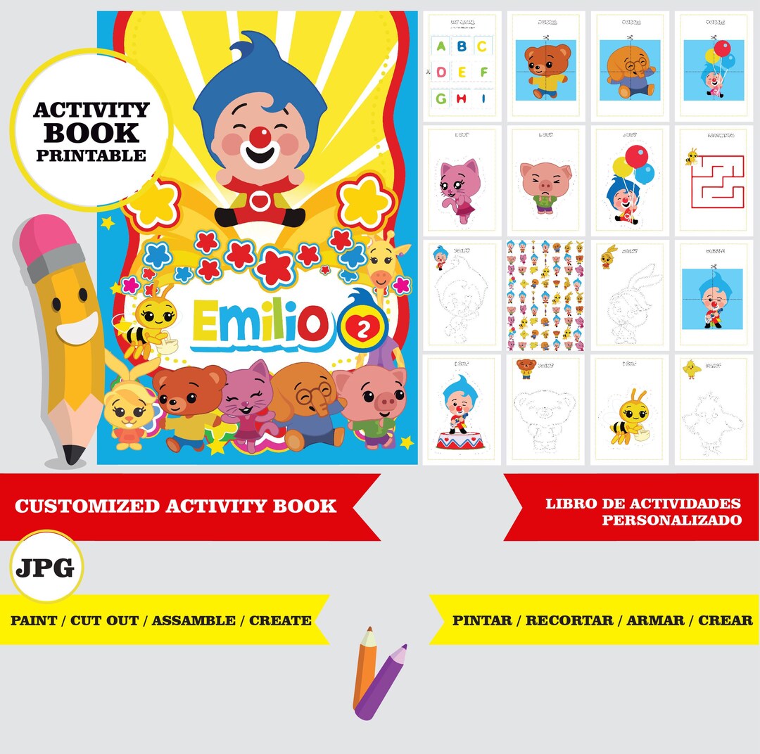 Plim Plim, Activity Book, Coloring Book, 26 JPG Files in 8“ X 11” Size ...