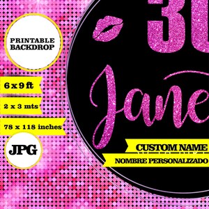30th Birthday, Digital Backdrop, Printable Backdrops With Personalized ...
