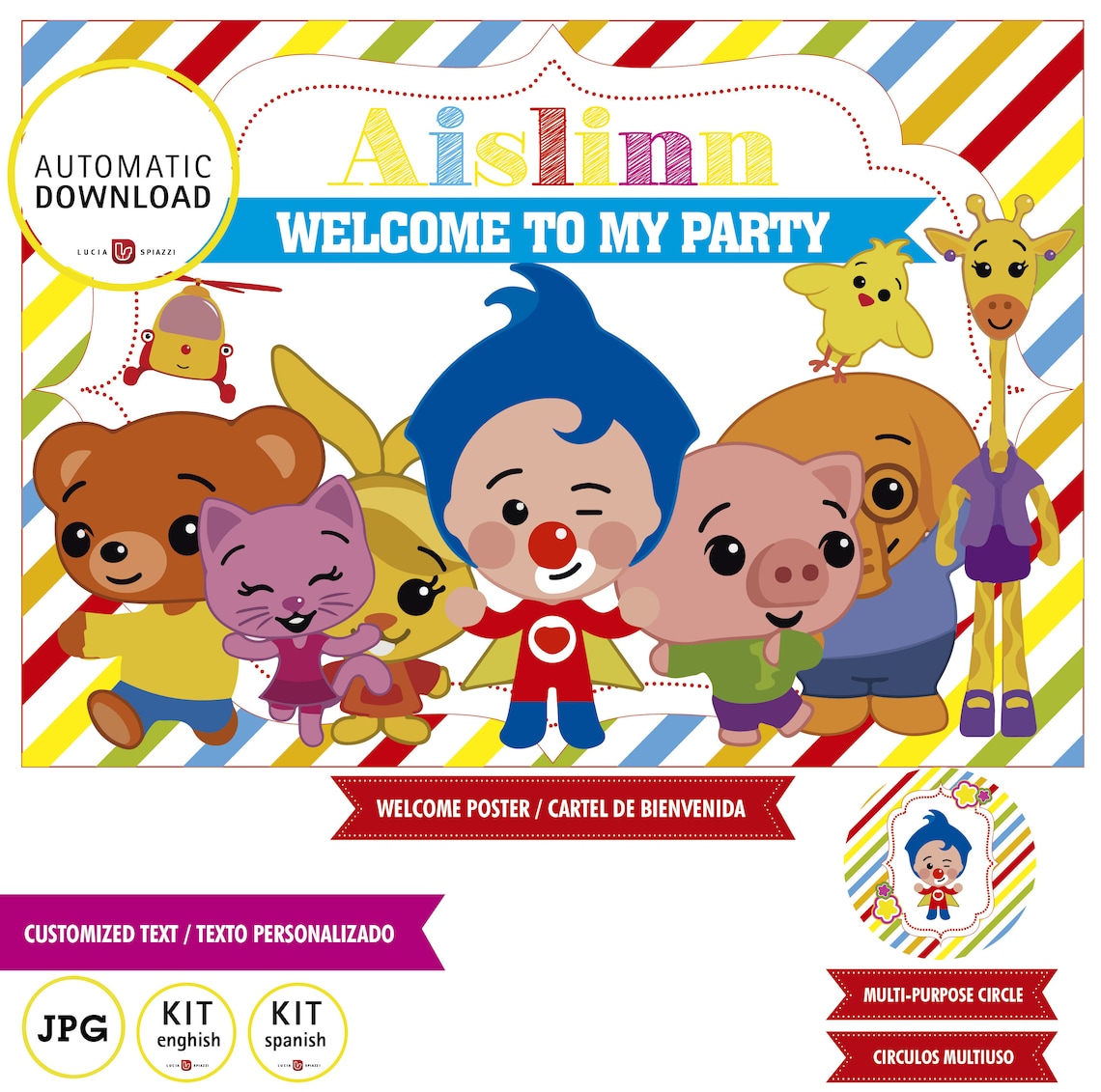 Plim Plim Printable Kit of Clown Plim Plim 12 Pieces With - Etsy Canada