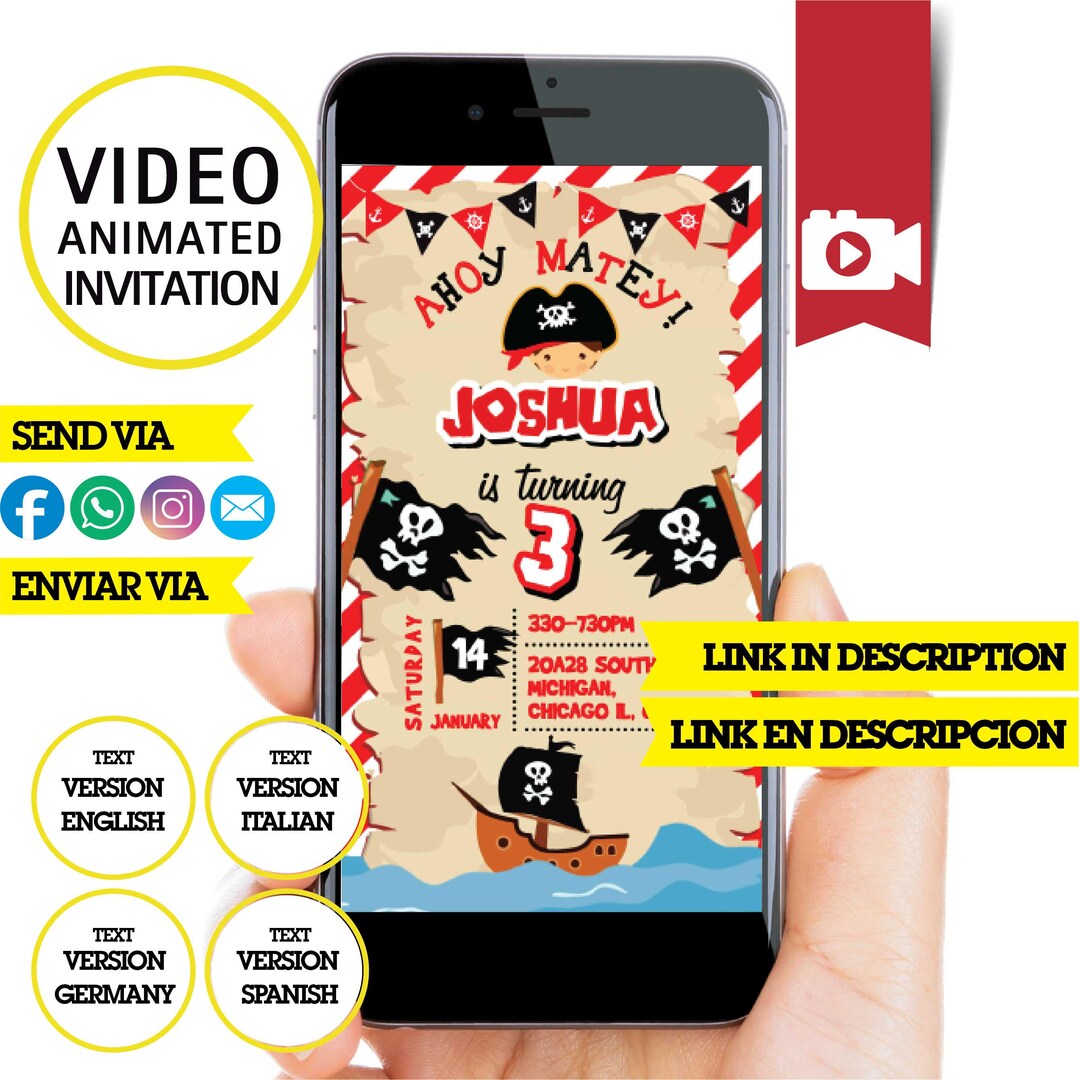 Treasure Map Party, Animated Invitation, Logo and Personalized Data ...