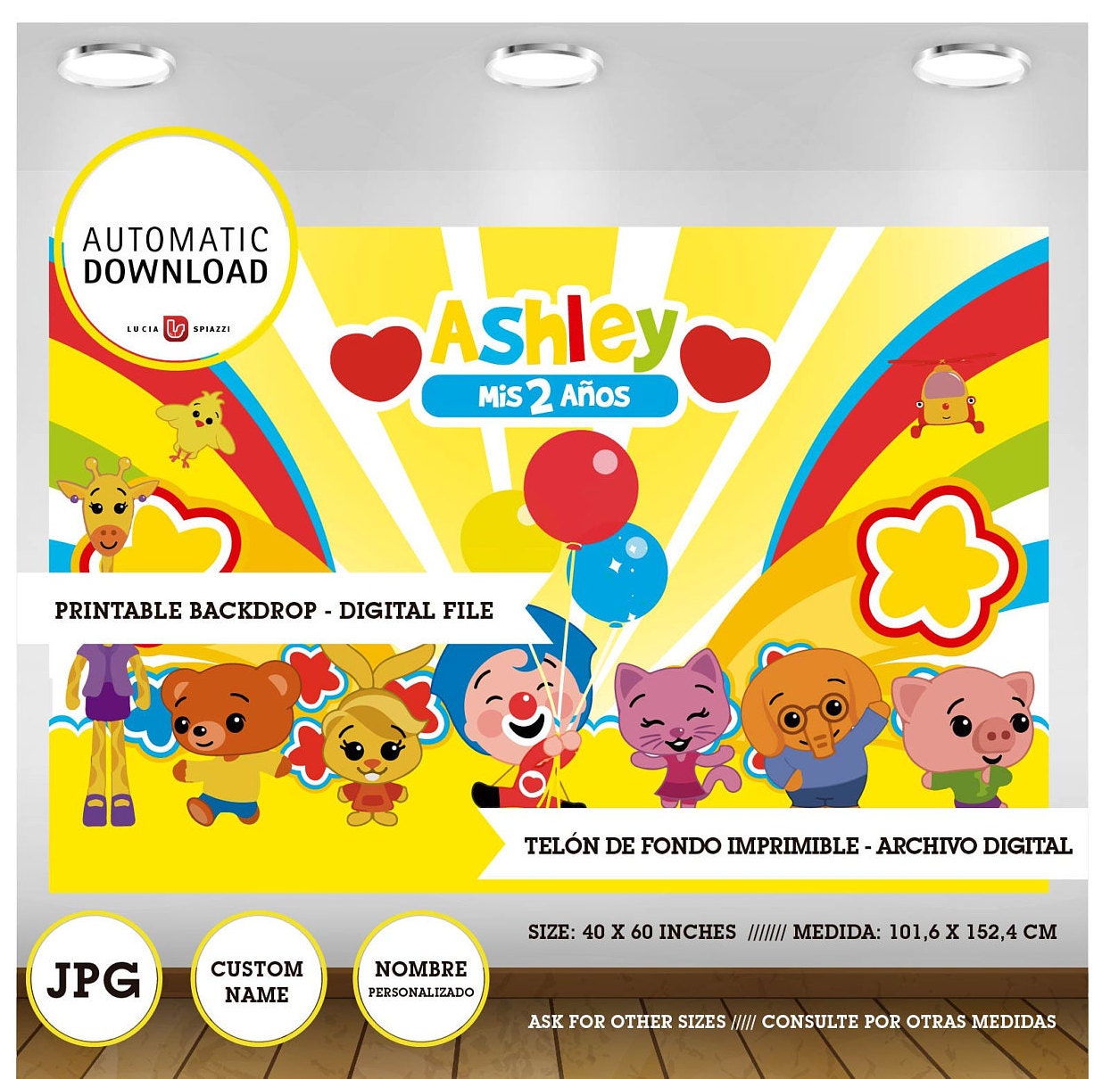 Plim Plim Clown Backdrop Kids Party Background Plim Plim - Etsy