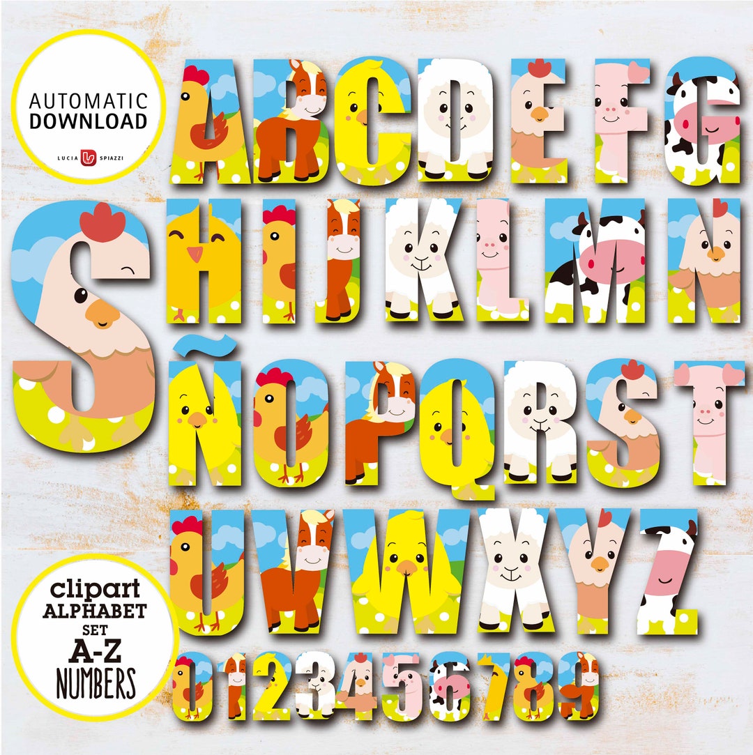 Farm Alphabet Letters, Farm Digital Downloadable, Farm Numbers, Farm ...