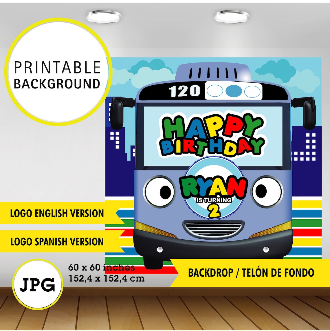 Tayo Backdrop Kids Party Background Tayo Printable - Etsy