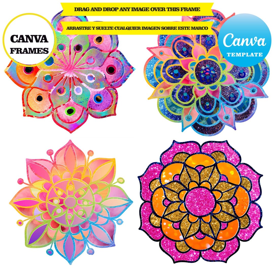Mandala, 4 Frame Template Mockup, Drag and Drop, Add Your Own ...