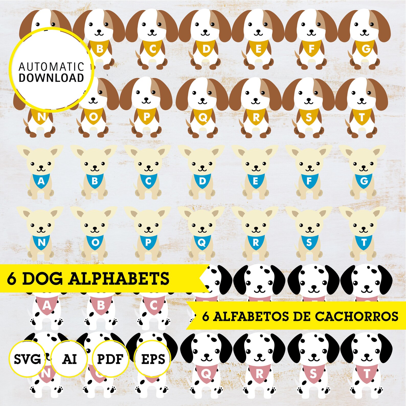 Puppi Dog Alphabet Clipart Puppies Kawaii SVG Ai Pdf Eps - Etsy