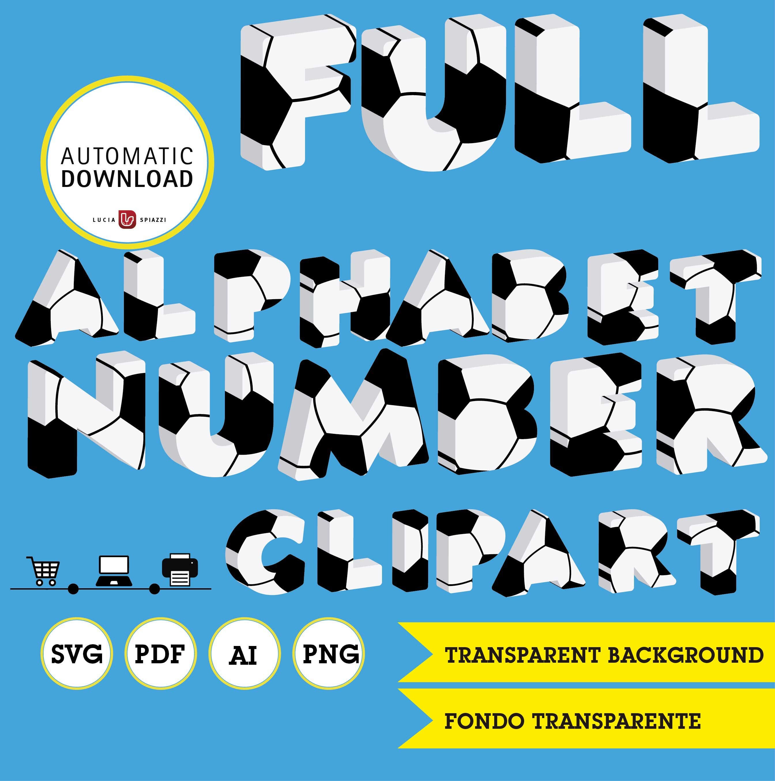 Soccer Alphabet Clipart 3D Football Letters and Number 3d - Etsy