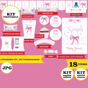 Pink Ribbon, Baby Shower, Printable Kit, Logo Personalized Data, Blue ...